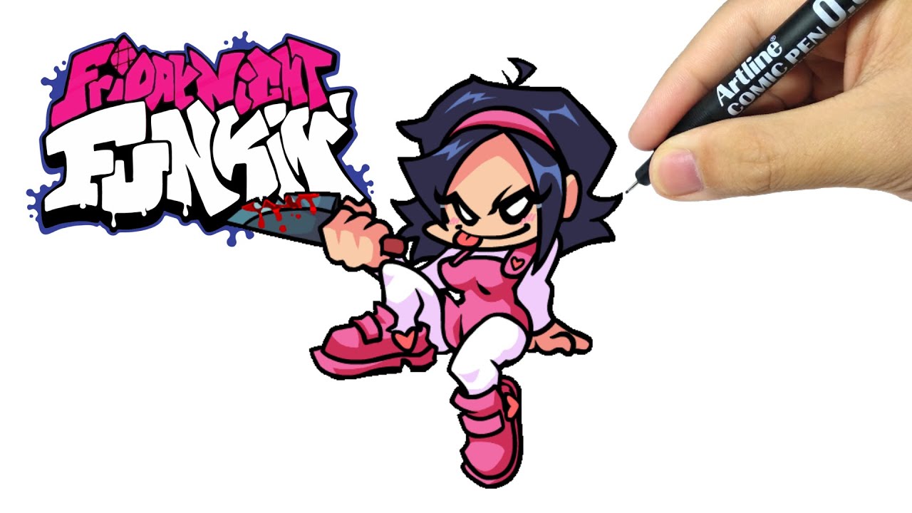 How to draw Nene fnf, How to draw friday night funkin characters. - YouTube