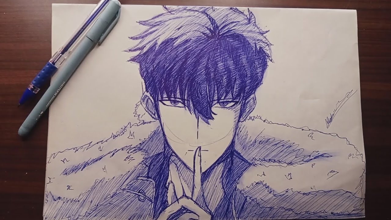 Drawing SUNG JIN WOO from Solo Leveling|how to draw manga for beginners ...