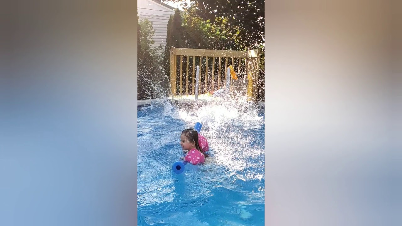 Fun for kids slow motion in the pool moments - YouTube