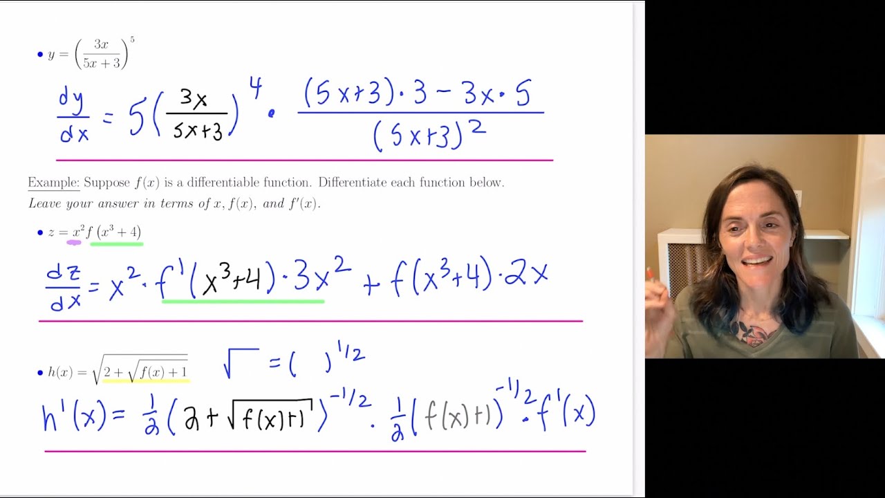 Calculus I: 6 Chain Rule Examples from Class Notes - YouTube