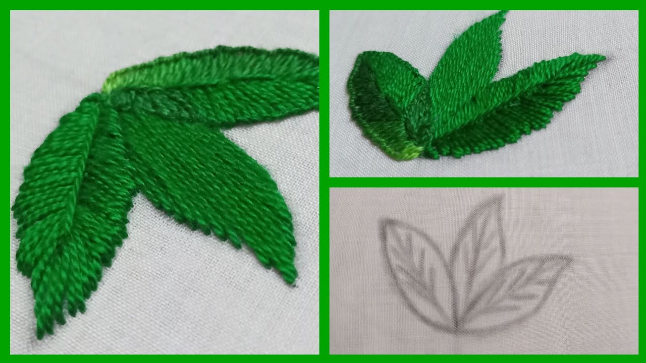 3 easy &beautiful Leaf 🍃 embroidery design for beginners/day2/hand ...