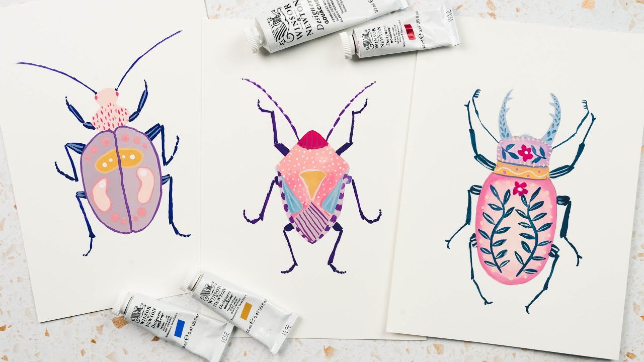 Painting Bugs And Beetles in Gouache | A colourful step-by-step art ...