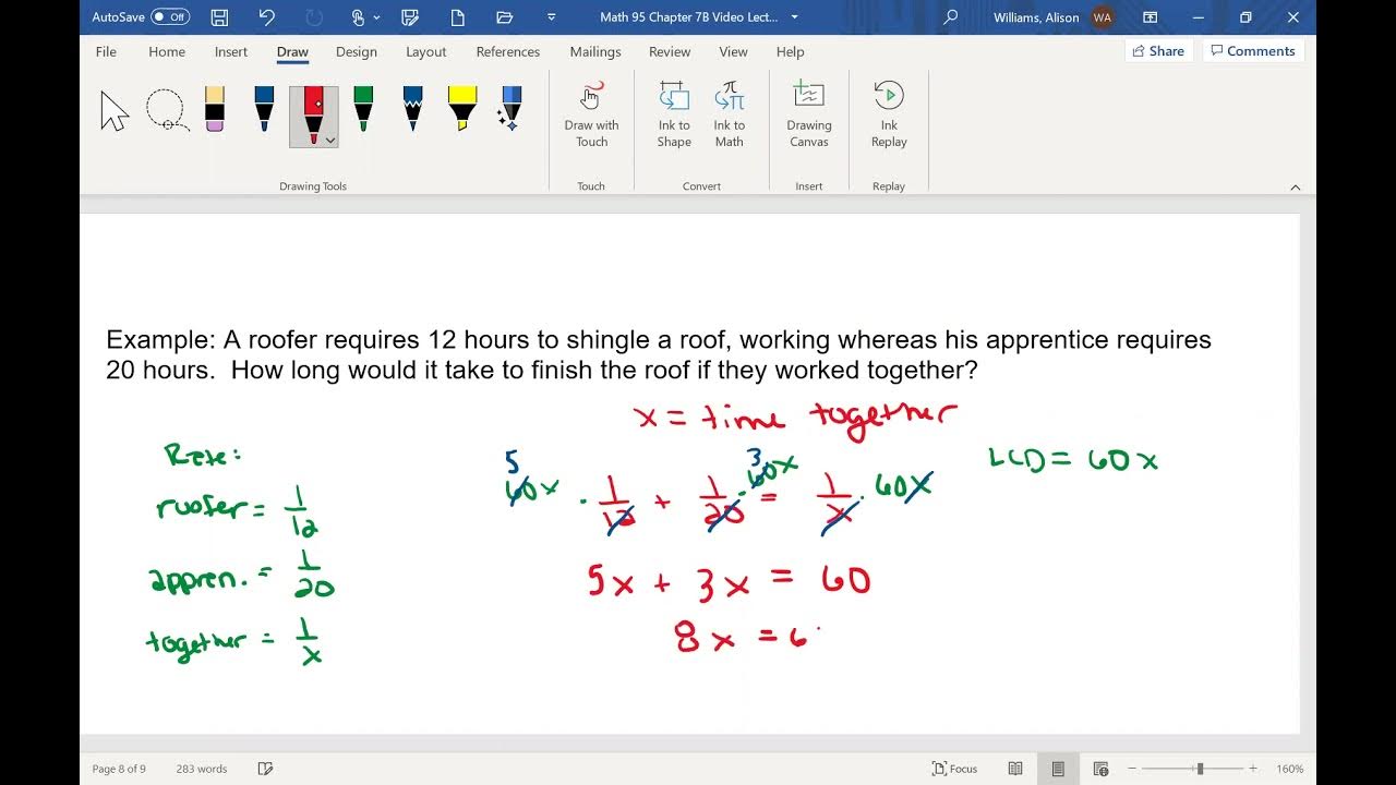 Applications of Solving Rational Equations - YouTube