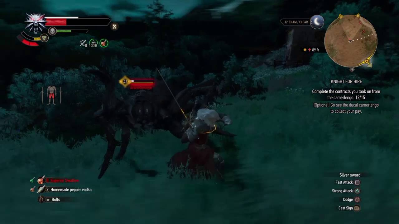 The witcher 3 - defeating a GIANT SPIDER - YouTube