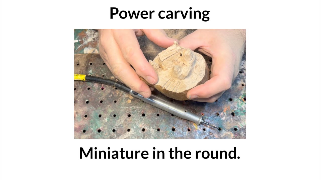 Power carving a miniature cabin in the woods - YouTube