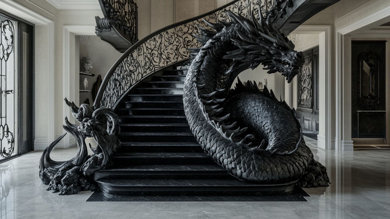 Luxury Dragon Sculpture in Steve Jobs-Inspired Villa | High-Resolution ...
