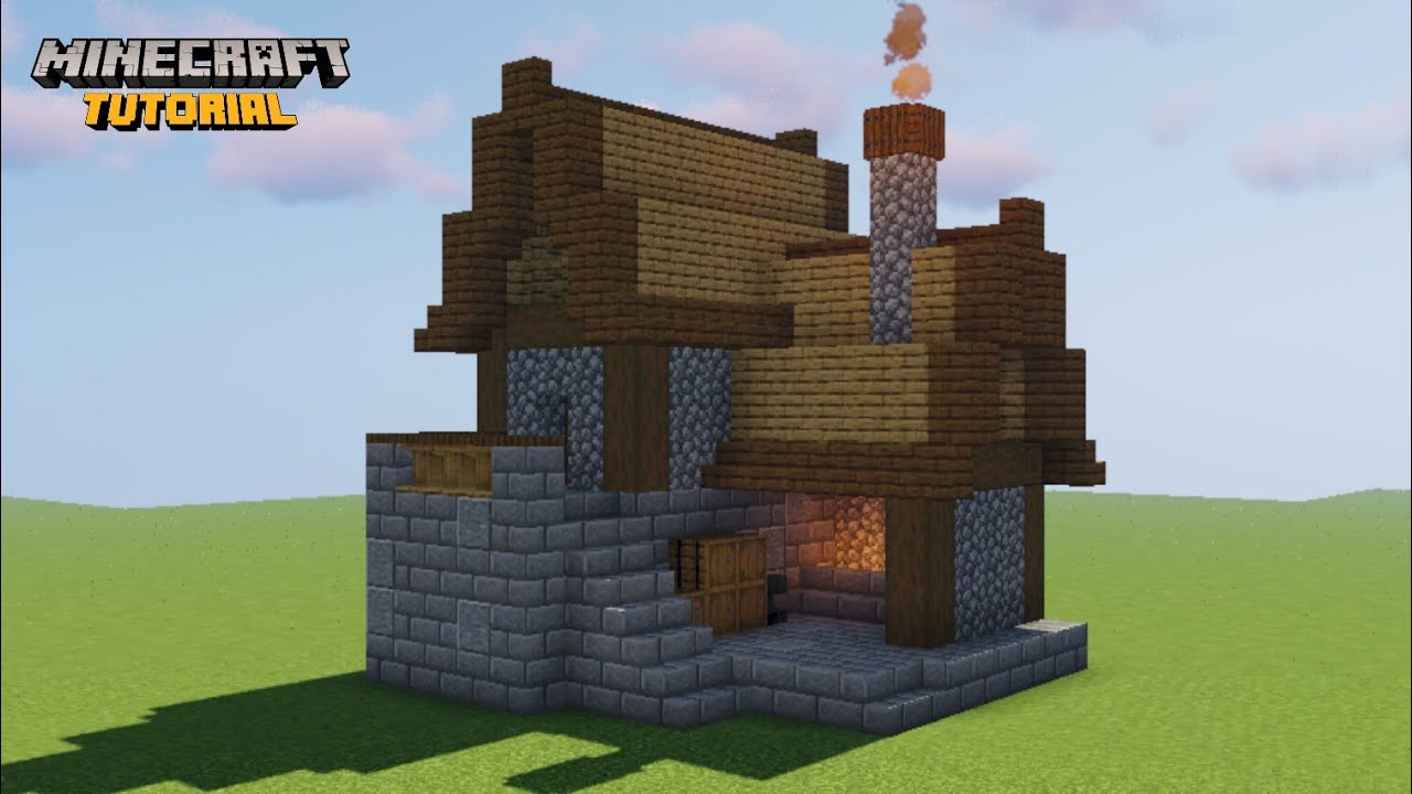 Minecraft:How to build blacksmiths house | simple starter house ...