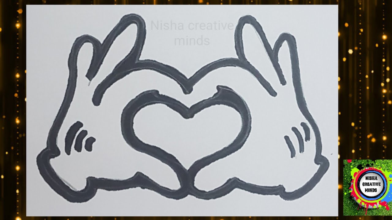 Mickey Mouse Hand Heart Drawing Disney | Jewelry | Mickey Mouse Hands