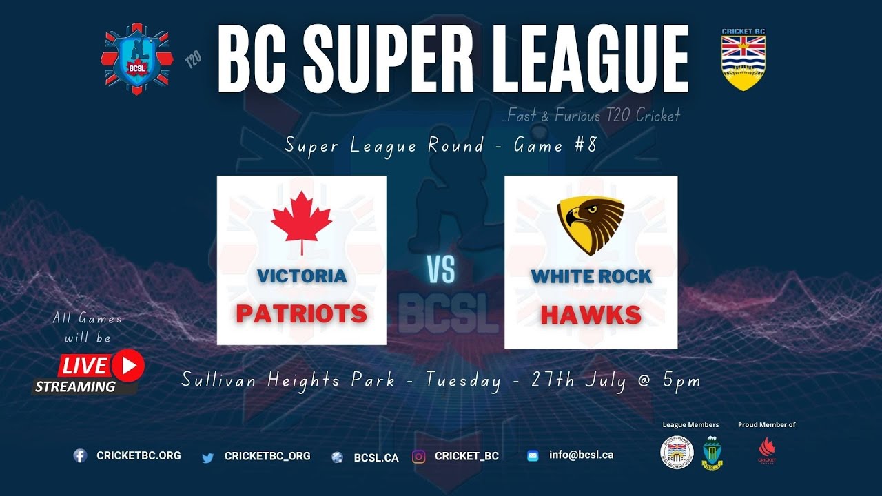 BC Super League 2021 - Game #8 - Victoria PATRIOTS Vs White Rock HAWKS ...