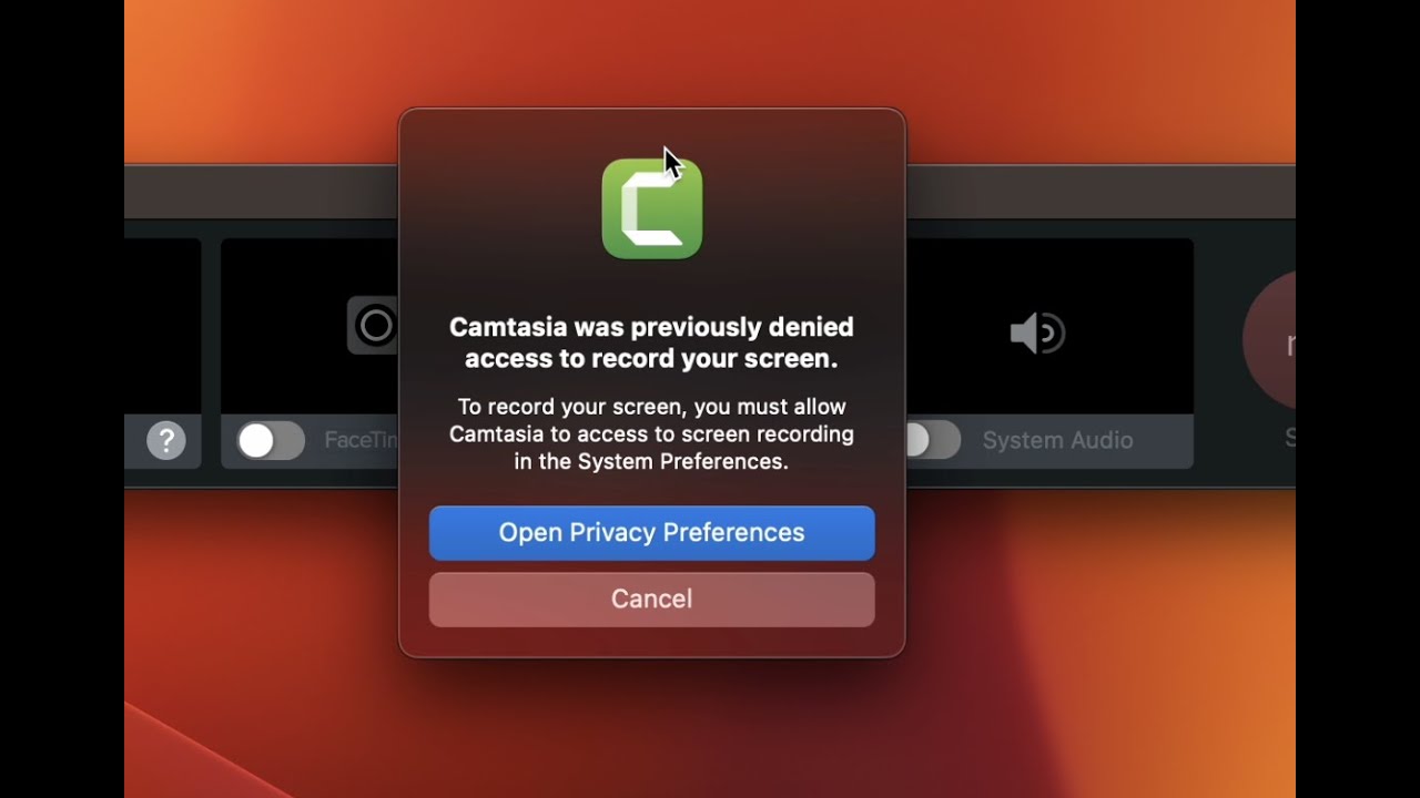 [Fixed] Camtasia was previously denied access to record your screen. To ...
