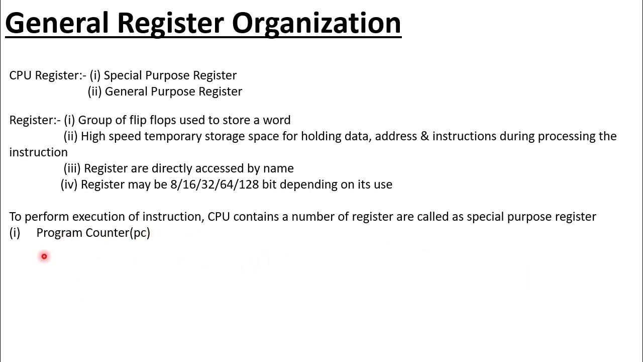 General Register Organisation | CPU Register | MAR & MDR , Accumulator, Program Counter ...