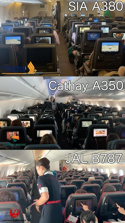 SQ CX JAL vs economy class Airbus A380 A350 Boeing 787 Class Quick check #travel #airport - YouTube