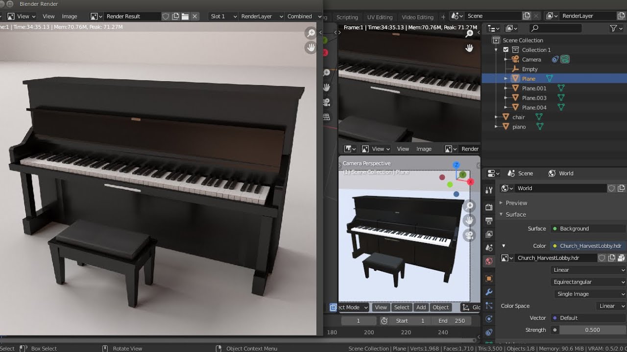 The Piano : Blender Timelapse 3D Modelling - YouTube