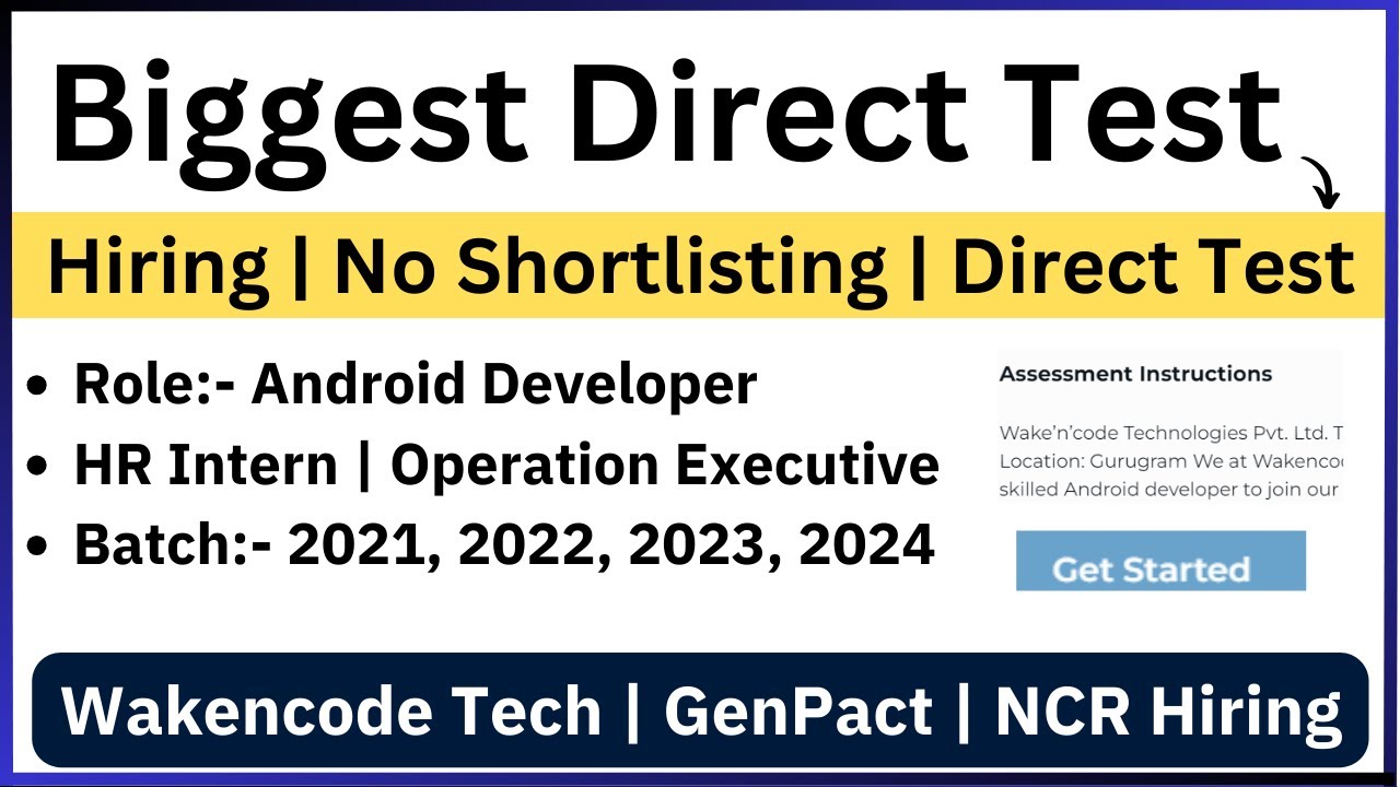Wakencode Tech Direct Test Hiring | No Shortlisting | Tech, Non Tech ...
