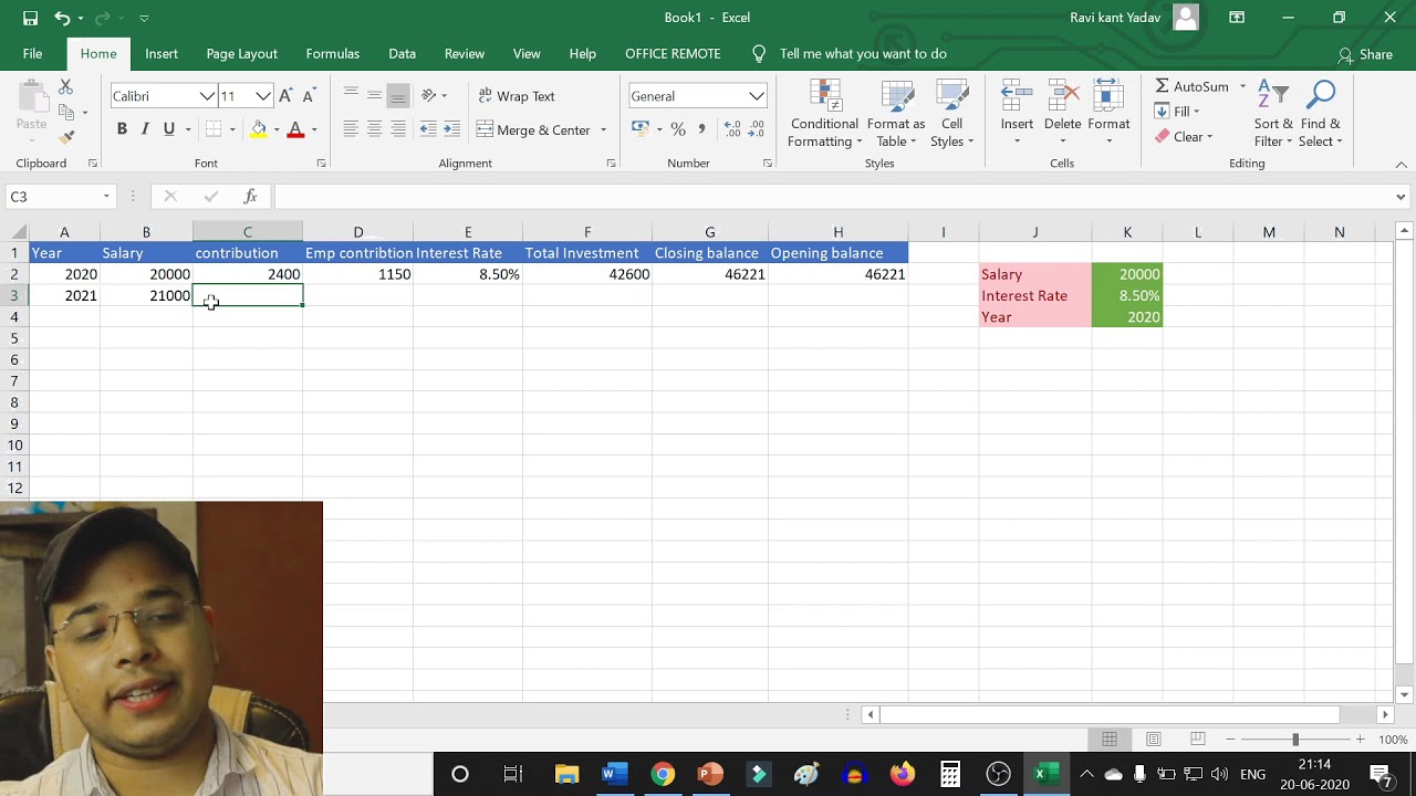 How to make Excel sheet for compounding Interest Rate Calculation | EPF ...