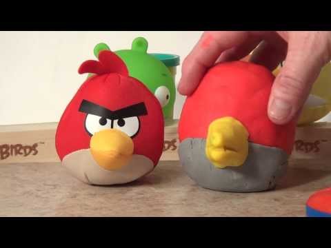 Play Doh Angry Birds and Cookie Monster Chef, show how to make Red Bird from Play Doh with surprise