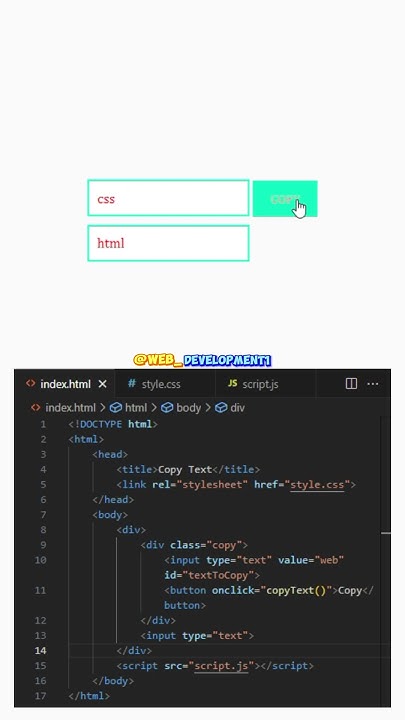 Copy Text To Clipboard With Html Css And Js Javascript Coding Htmlcss Copytext Frontend
