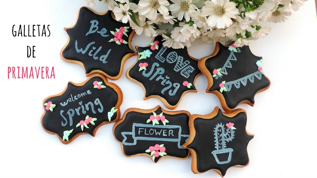 Galletas de primavera y efecto pizarra / Spring chalkboard cookies ...