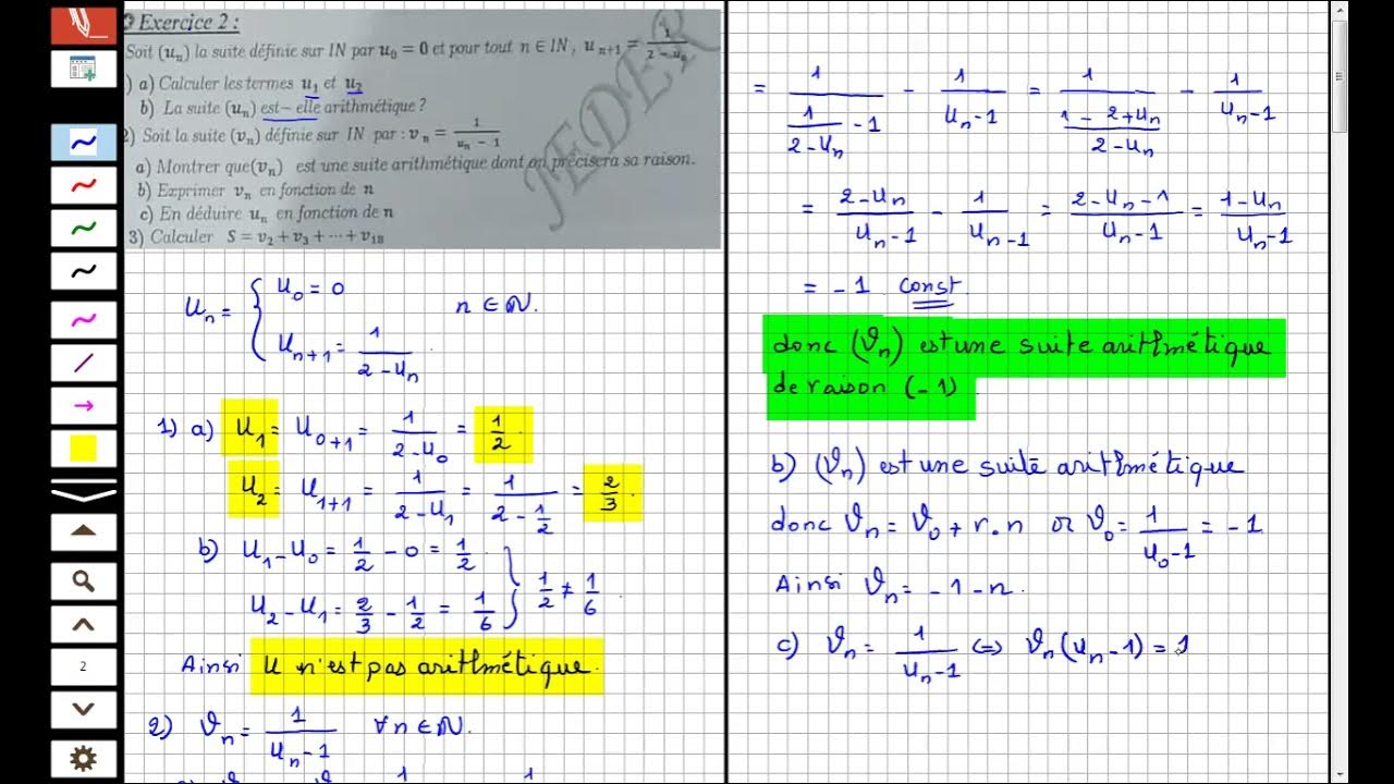 Exercice Suite Arithmétique S2 2ieme Science - YouTube