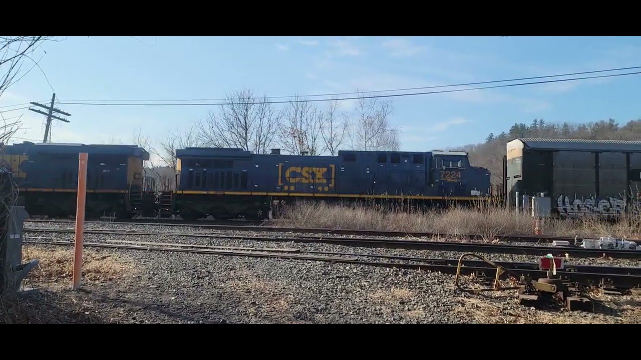 CSX 264 autoracks eb over the diamond Palmer 02.06.23 - YouTube