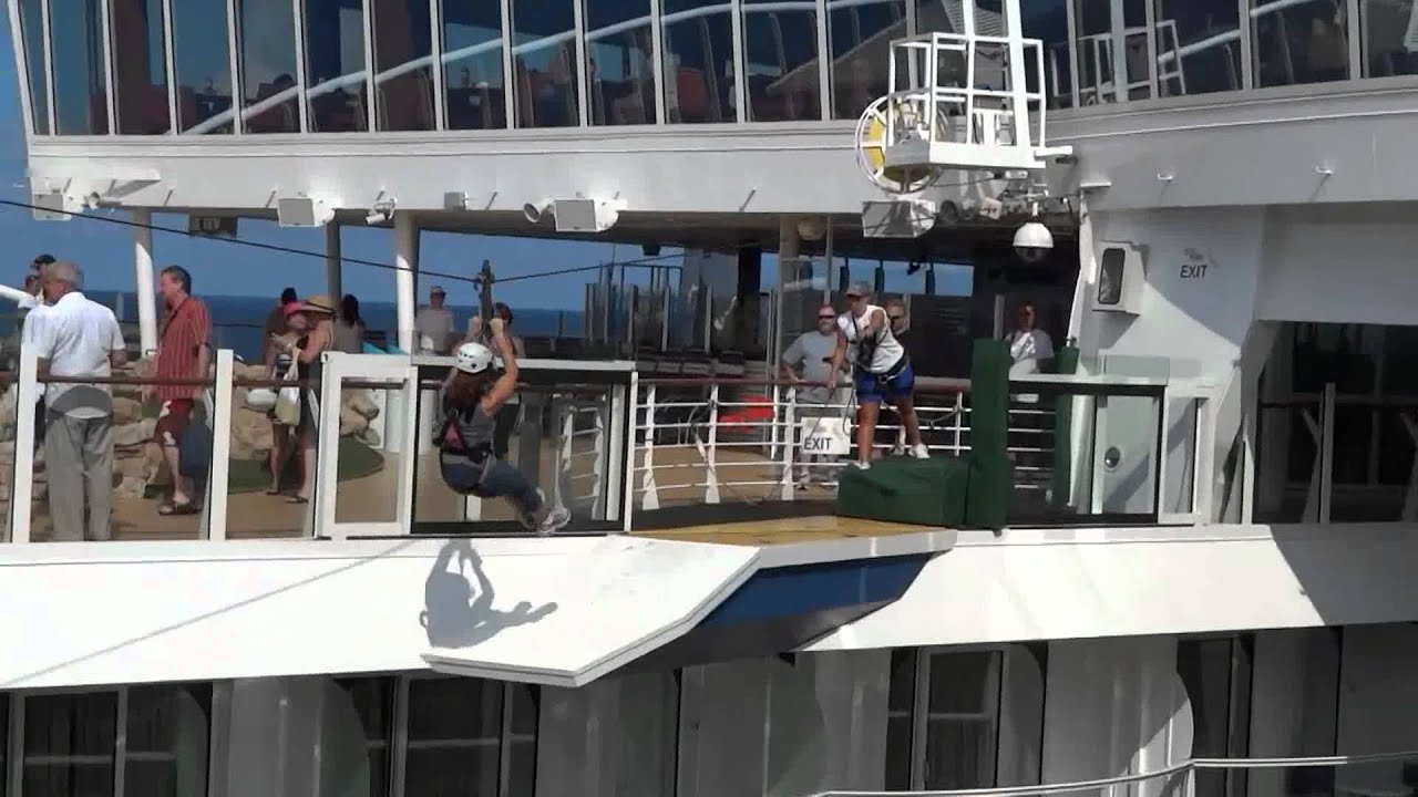 Allure of the Seas Cruise Ship Zip Line - YouTube