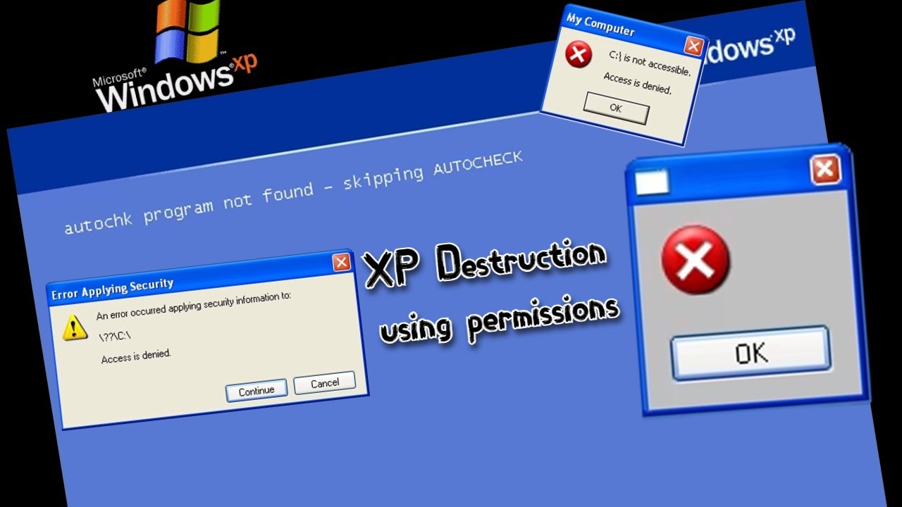 Destroying Windows XP using permissions - YouTube