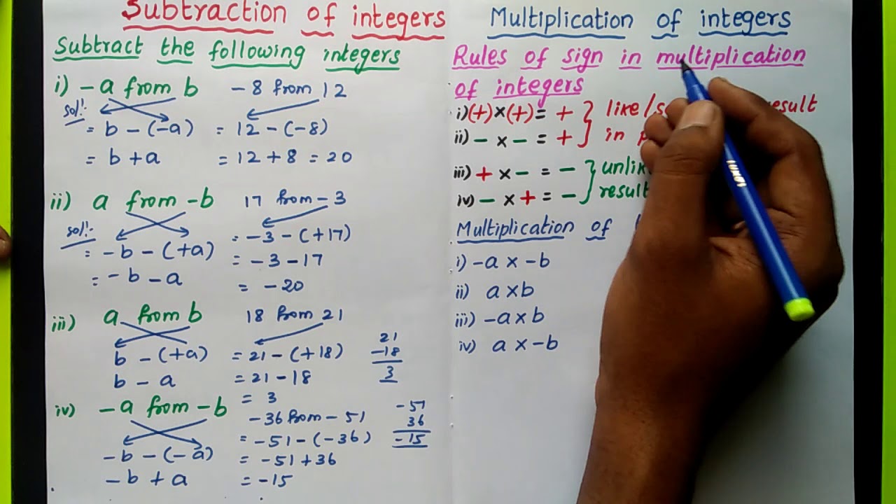 Subtraction And Multiplication Of Integers Class 7 CBSE YouTube subtraction-and-multiplication-of-integers-class-7-cbse-youtube