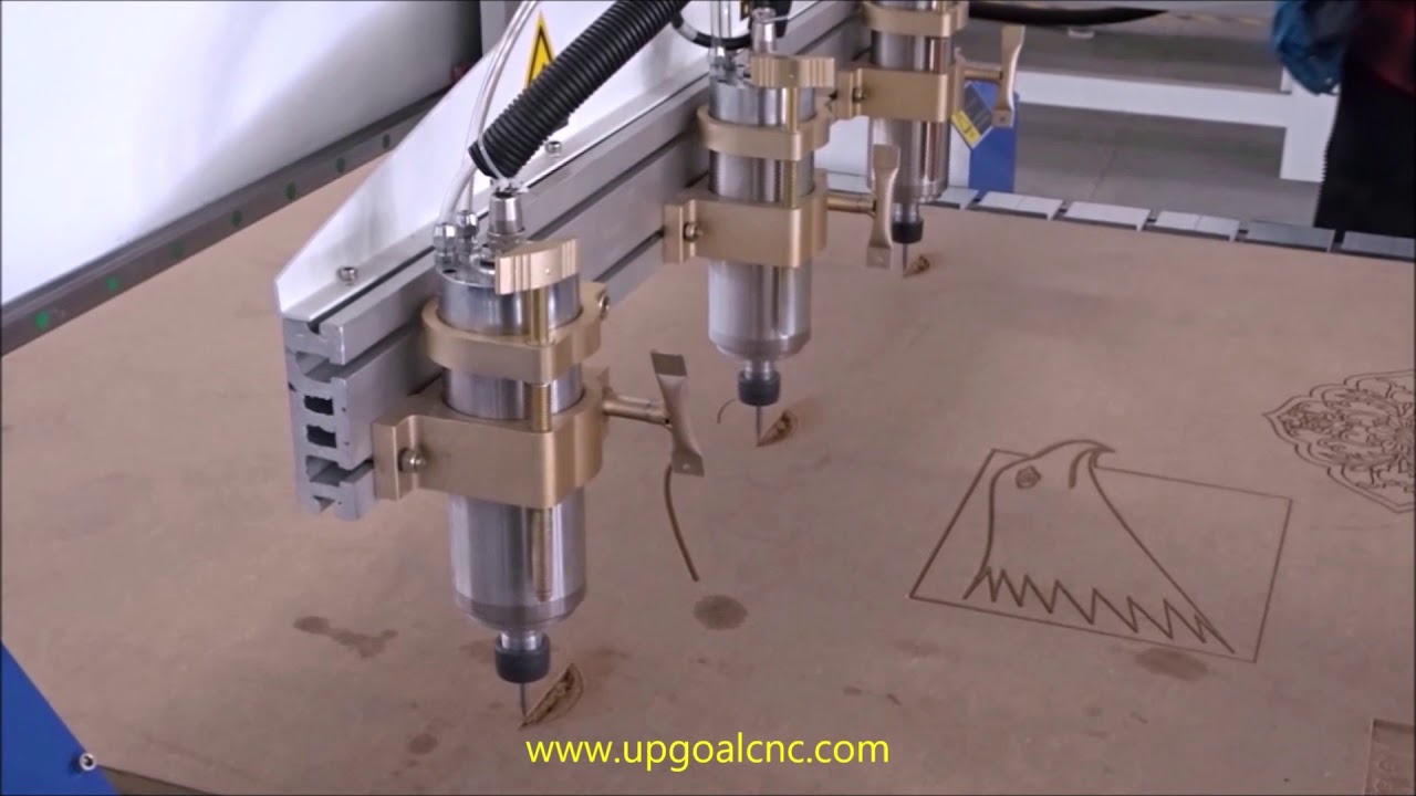 Three Spindle Heads CNC Wood Relief Engraving Machine - YouTube