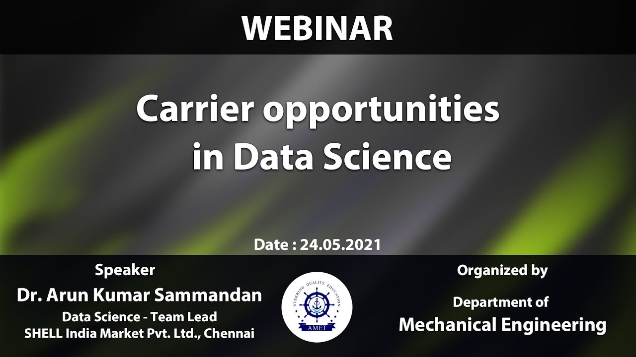 WEBINAR on Carrier opportunities in Data Science - YouTube