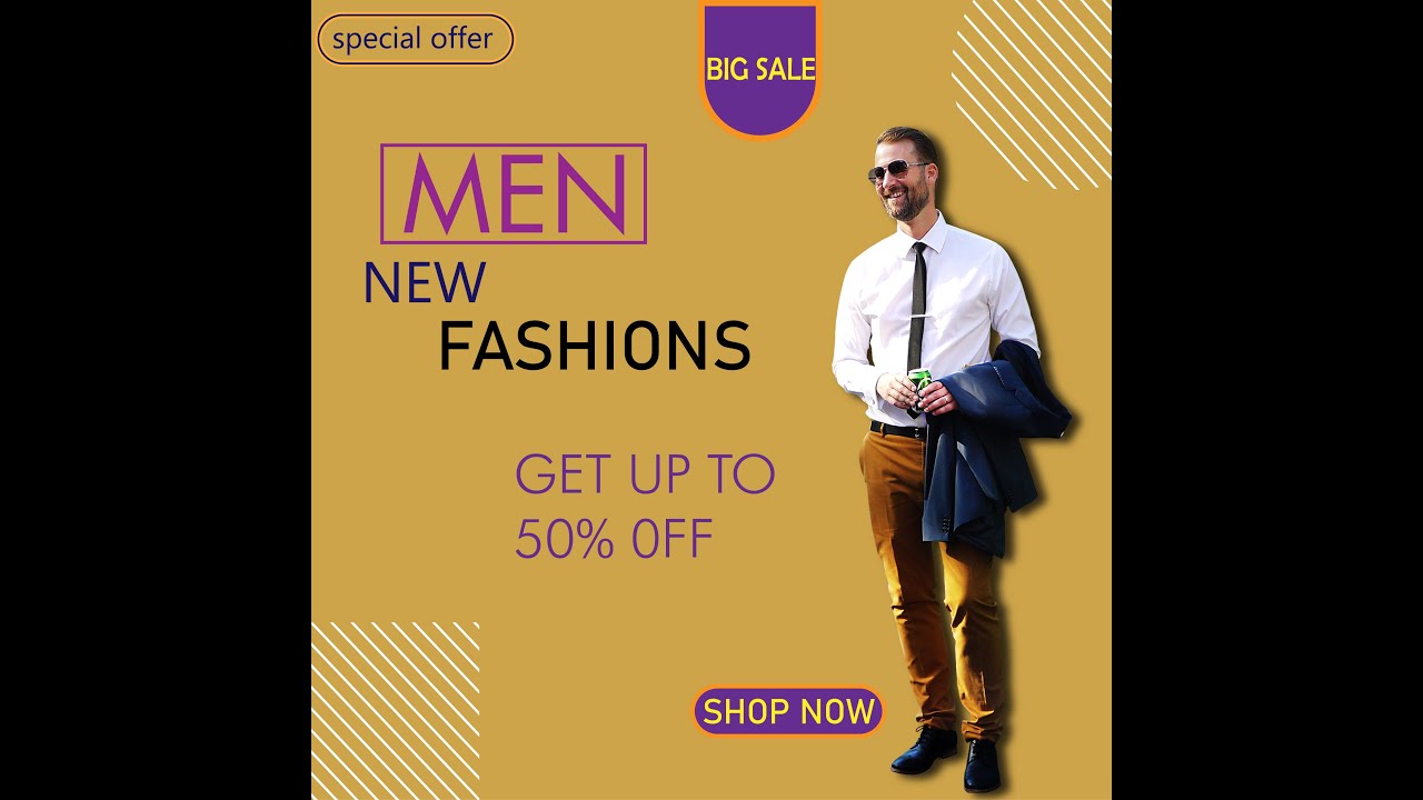 Men fashion design banner | tutorial - YouTube