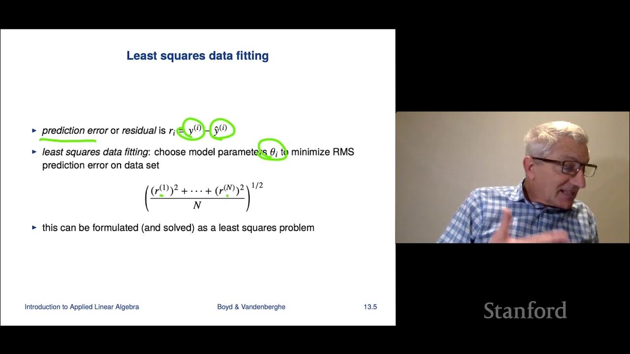 Stanford ENGR108: Introduction to Applied Linear Algebra | 2020 | Lecture 35-VMLS LS data ...
