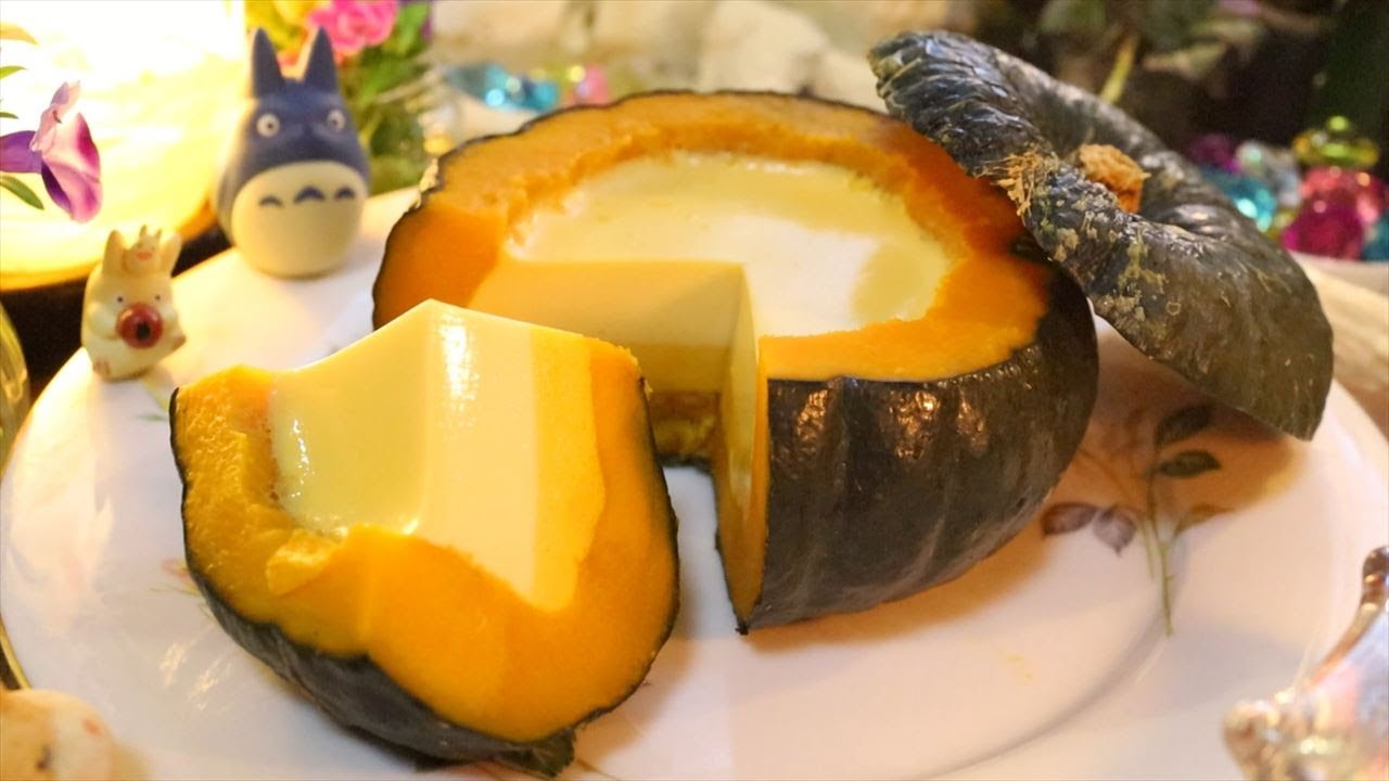 丸ごと☆かぼちゃプリンの作り方・レシピ【失敗しない作り方のコツ・焼き方のポイント】皮ごと南瓜器 Pumpkin Pudding Recipe ...