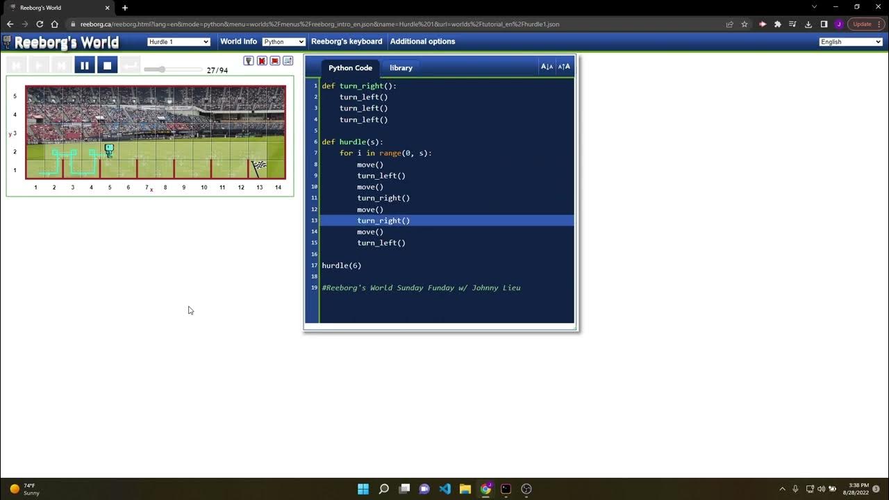 Reeborg's World Sunday Funday - Hurdle 1 - YouTube