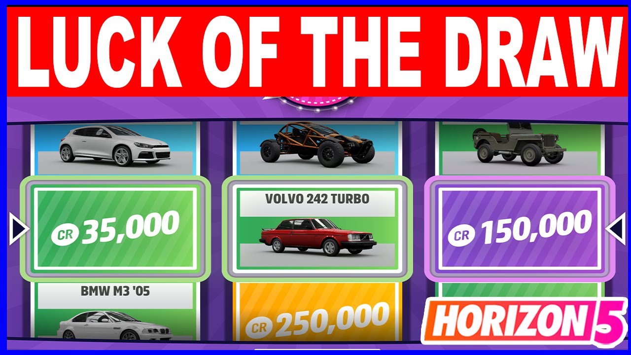 Forza Horizon 5 LUCK OF THE DRAW Forzathon Daily Challenges redeem a ...