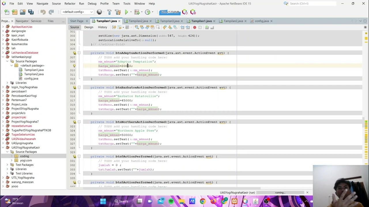 Membuat Program Kasir dua Tampilan dengan Java GUI - Yogi Nugraha - YouTube