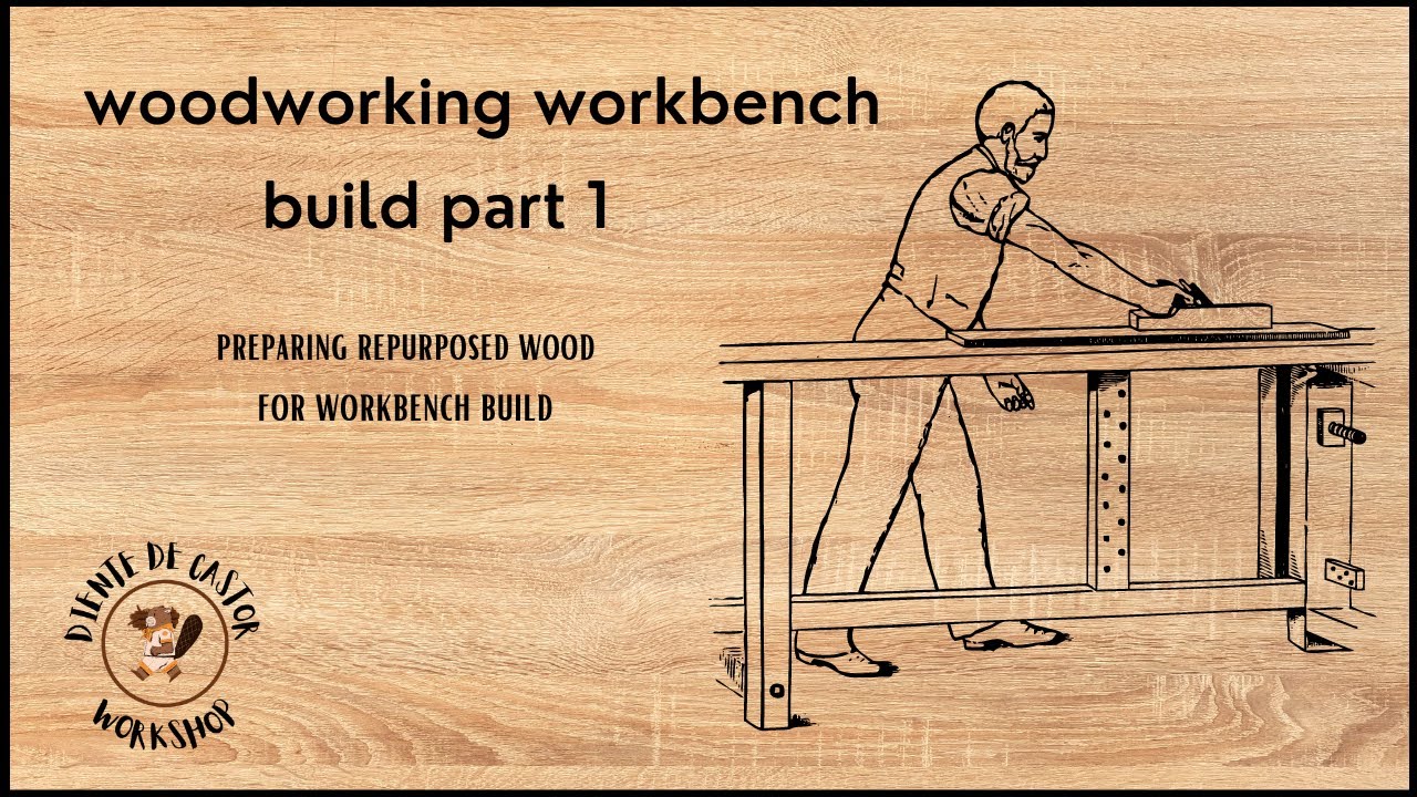 Woodworking workbench build Part 1 ,Preparing repurposed wood to build ...