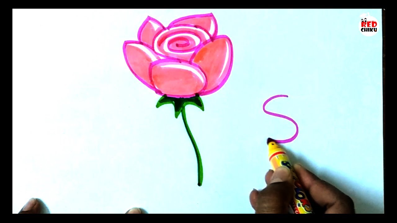 How to draw rose easy for kids || Easy drawing for kids - YouTube