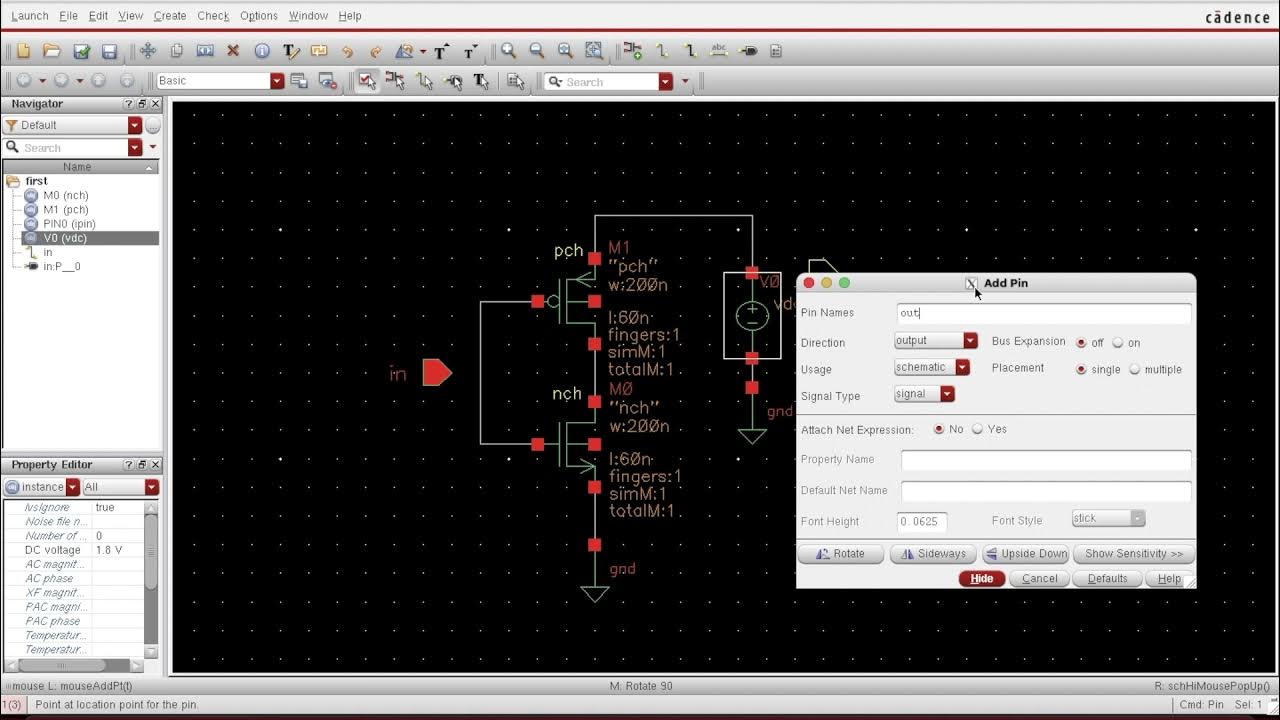 Cadence-1: Introduction to Cadence Virtuoso | CMOS Inverter| Tutorial for creating Schematic ...