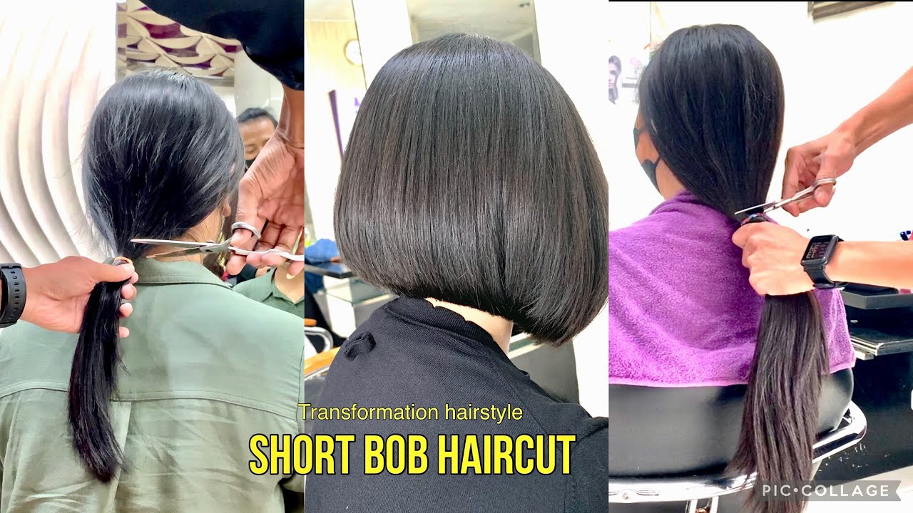 BOB HAIRCUT | Hair Transformations | Potong rambut bob pendek | DIY ...
