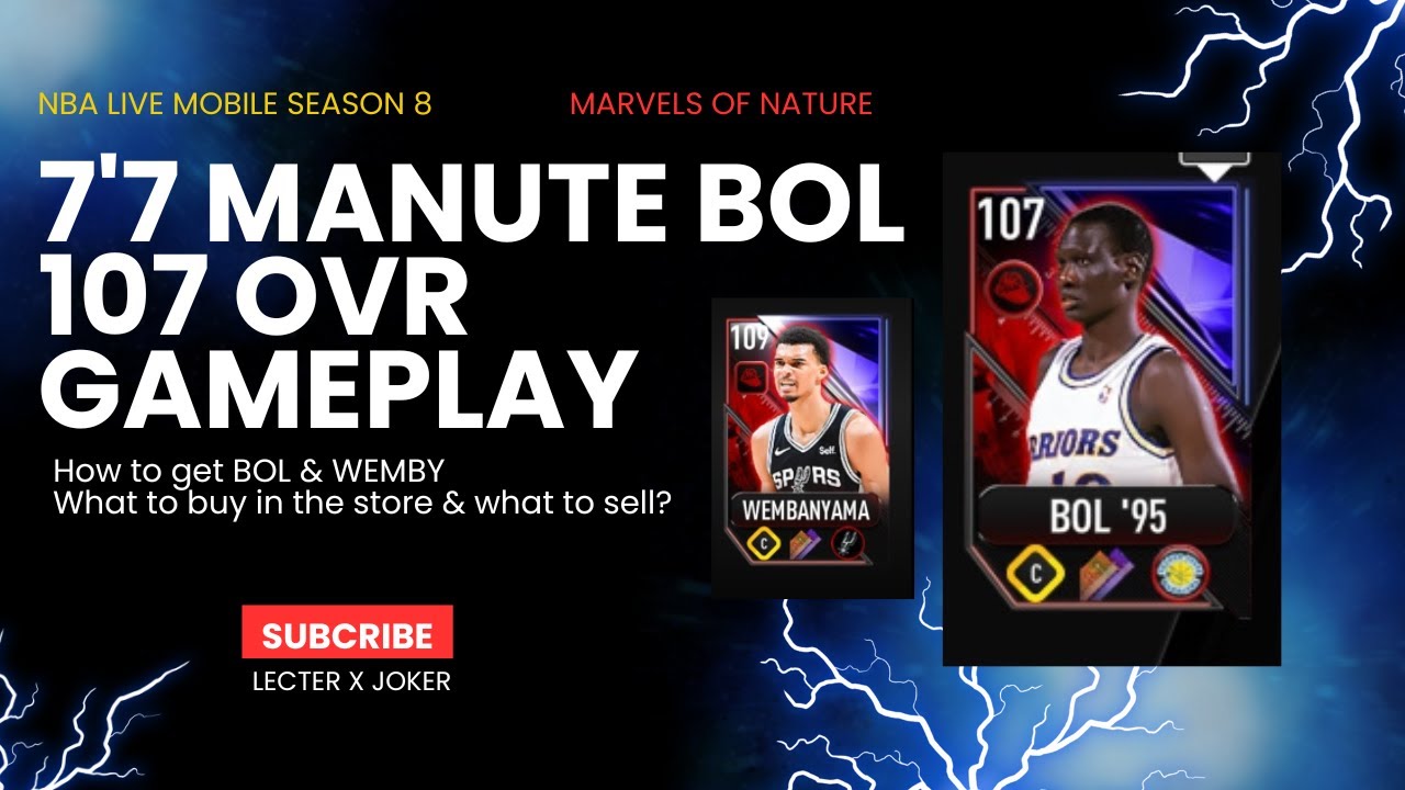 107 MANUTE BOL 7'7 GAMEPLAY NBA LIVE MOBILE SEASON 8 - YouTube