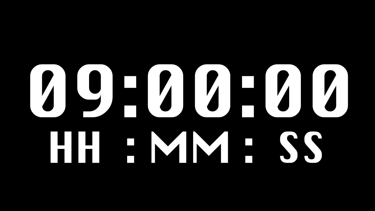 9 Hour Timer Clock 4K | Latest | Black & White | Minimalistic Countdown ...