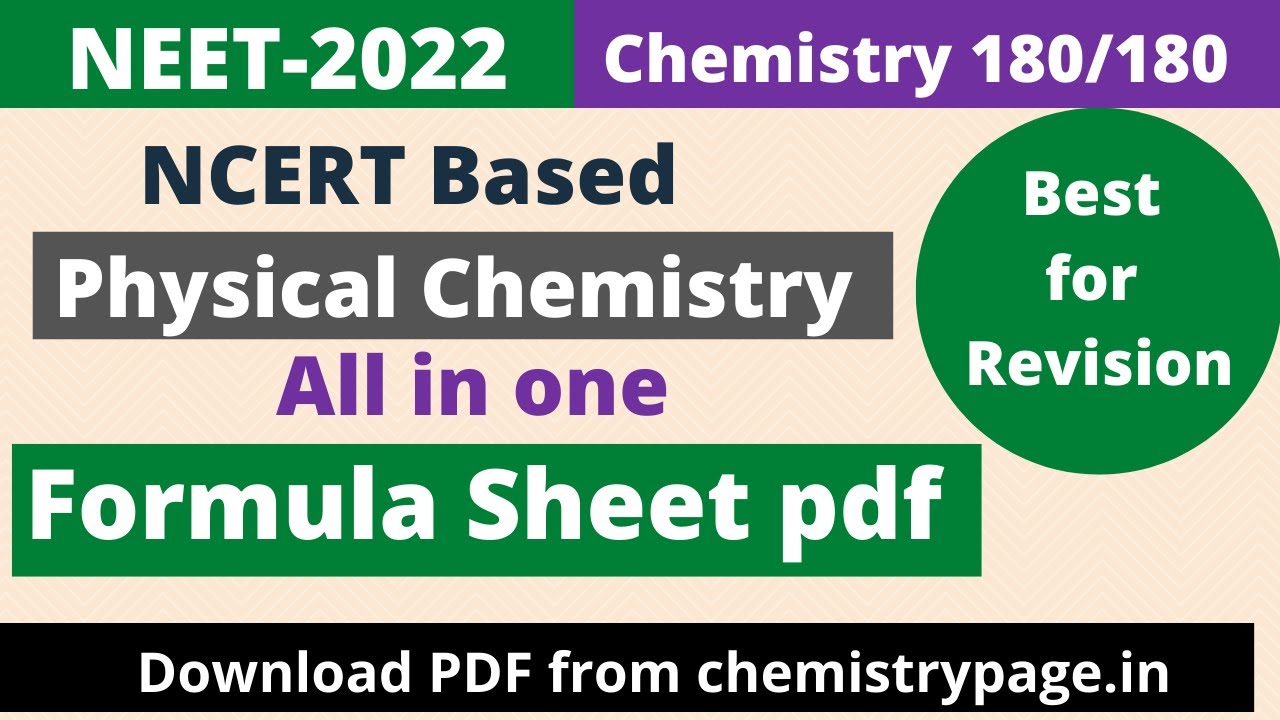 Chemistry Formula Sheet in pdf (Available free) | NCERT Based | Quick ...