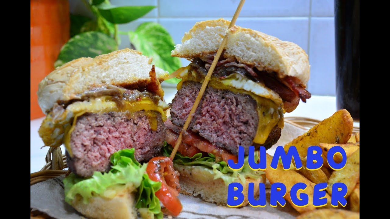 HOW TO MAKE JUMBO BURGER AT HOME කටට රහට ගෙදරදීම #JUMBO BURGER හදා ගමු ...