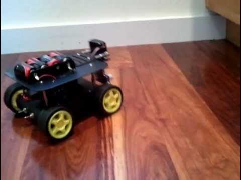 Arduino 4wd robot + ping sensor - YouTube