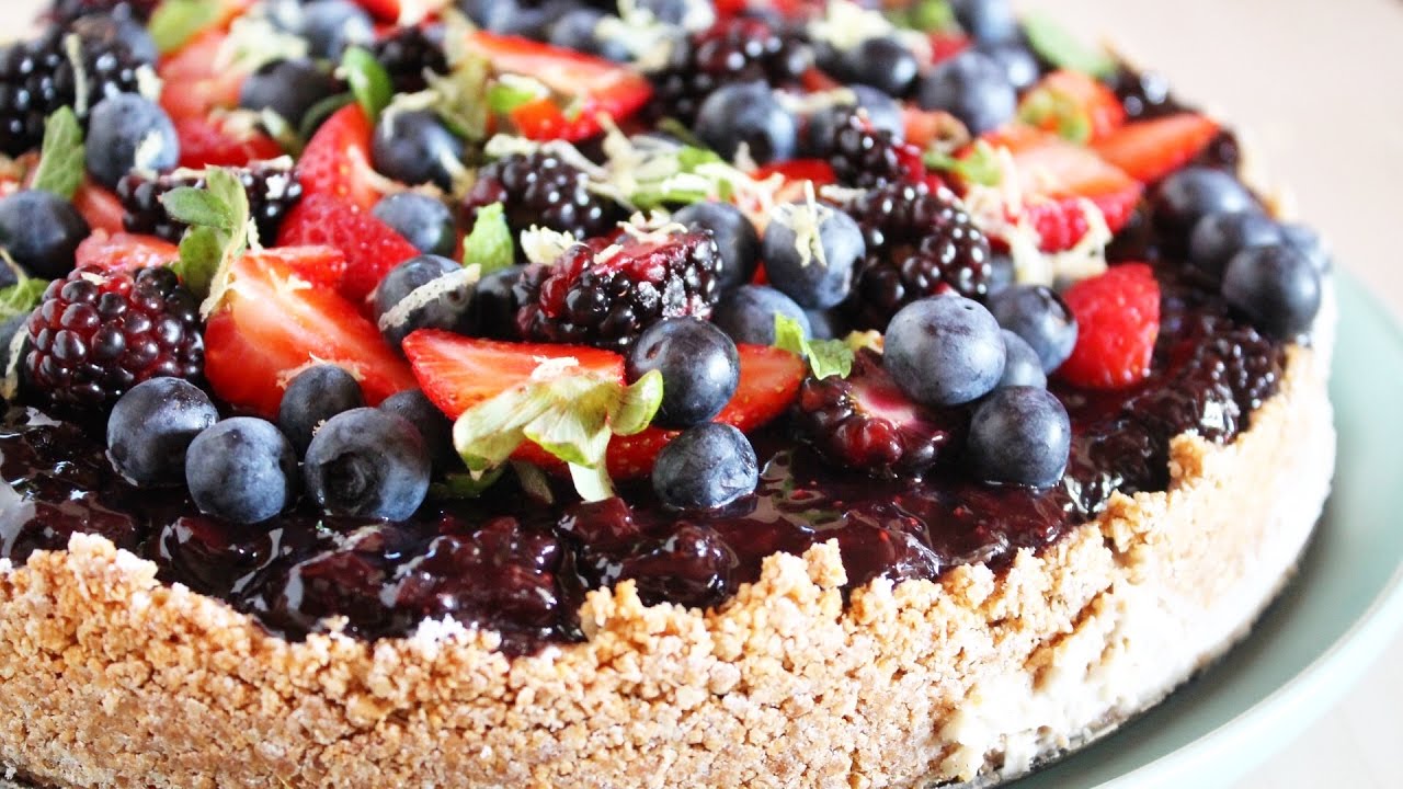 CHEESECAKE DE FRUTAS VERMELHAS - Vegan e Saudável - YouTube