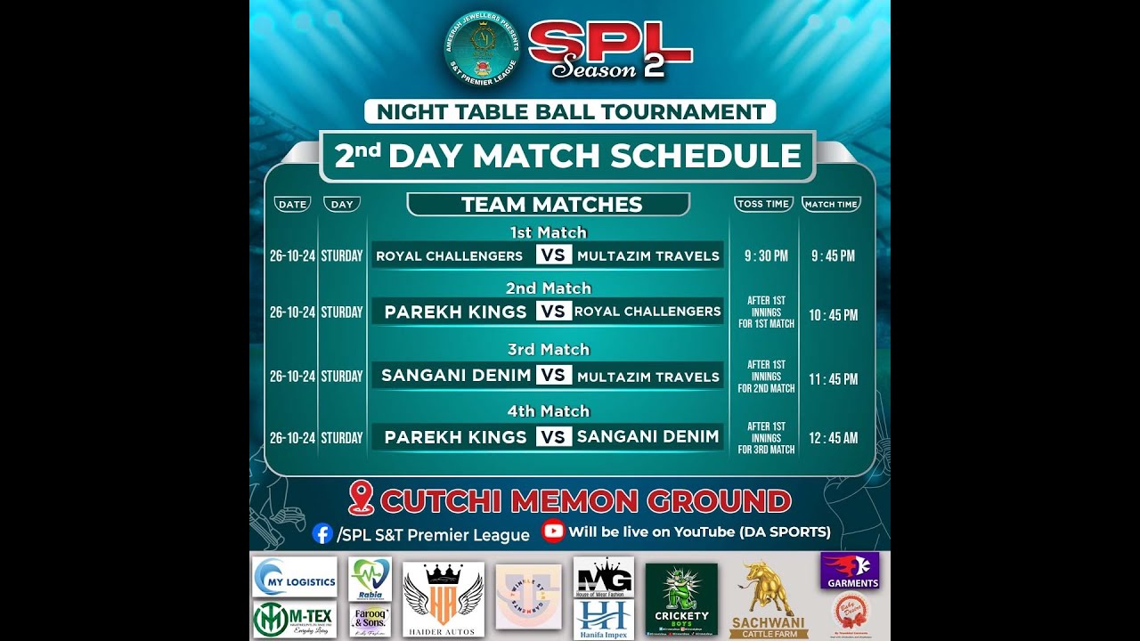 SPL SEASON 02 NIGHT TABLE TOURNAMENT || DAY 02 || DA SPORTS || - YouTube