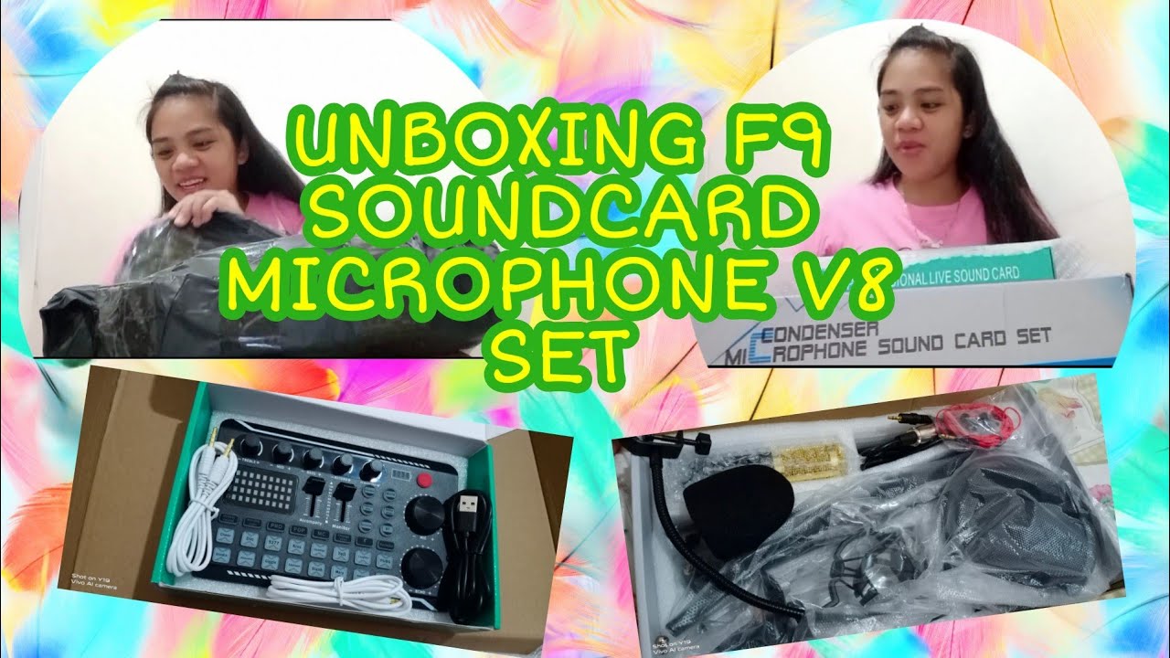 Unboxing F9 Sound Card microphone v8 set from LAZADA - YouTube