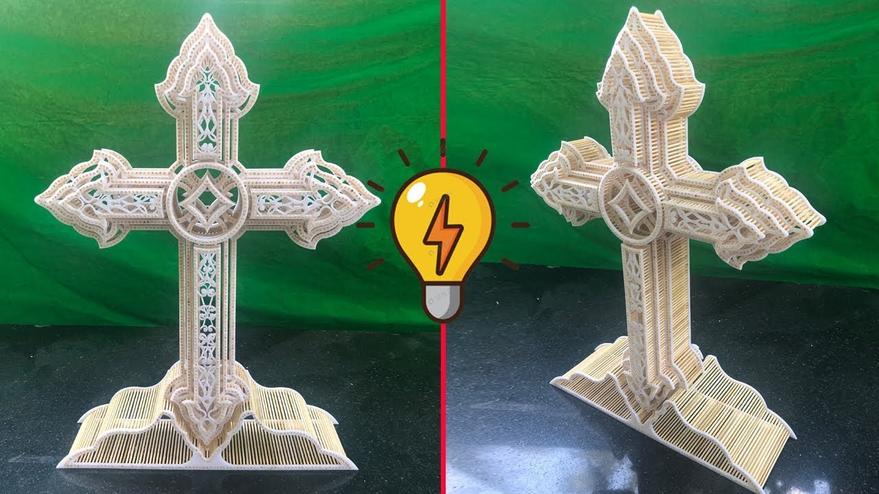 Diy amazing projects. DIY Cross from bamboo toothpicks with mica | Diy ...