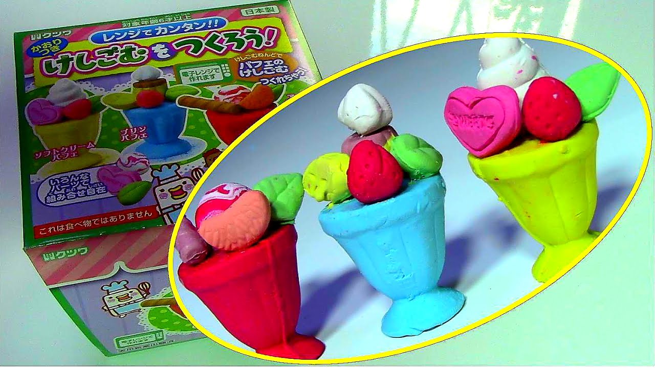 Kutsuwa Eraser Making Kit Parfait Make Ice Cream Eraser - YouTube