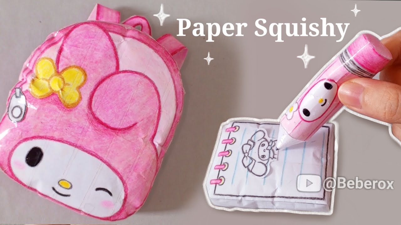 Paper Diy 💖 My Melody School Bag | Squishy | Tutorial | ASMR - YouTube